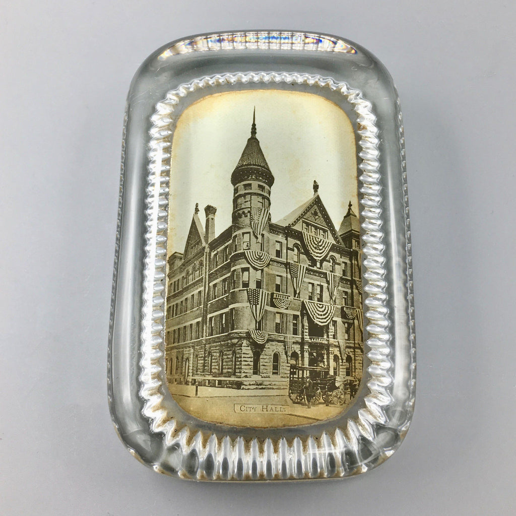 Antique Glass Paperweight with Photograph of City Hall – Avant Antique