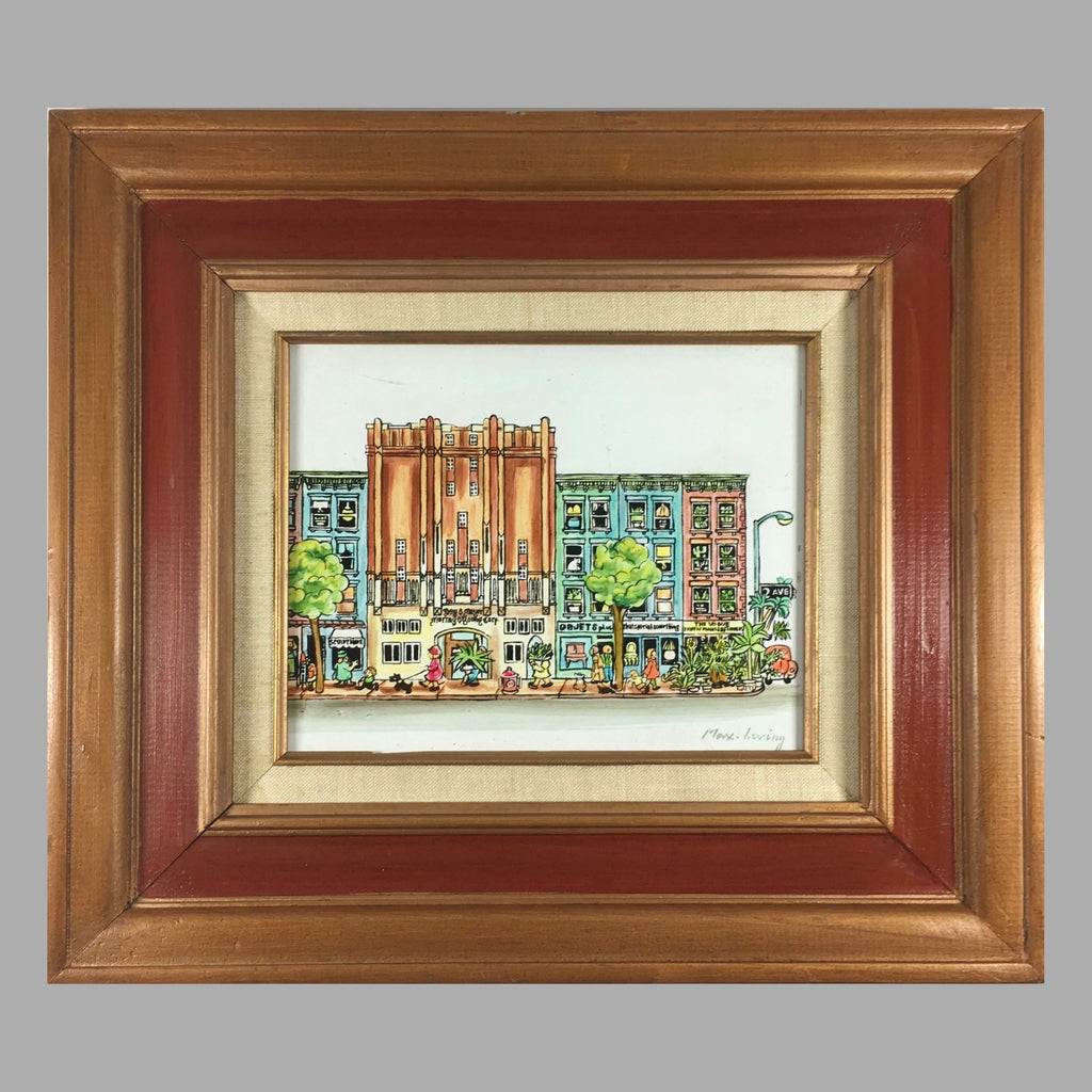 Cartoon Painting of New York Second Avenue by Max Irving – Avant Antique